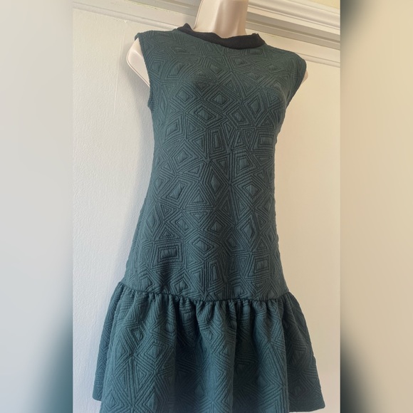 Zara | Dresses | Zara Dark Green Textured Ruffle Dress | Poshmark